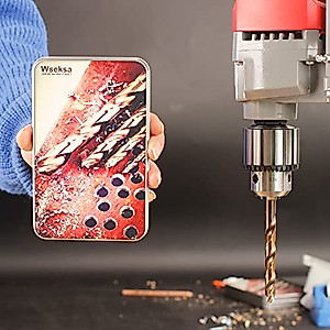 Wseksa M35 Cobalt Drill Bit Set 15/64,7/32,3/16,11/64,5/32,9/64,7/64 inch for Hardened Metal, Stainless Steel, Cast Iron and Wood Plastic with Metal Drill Bit Organizer (7 pcs Cobalt)
