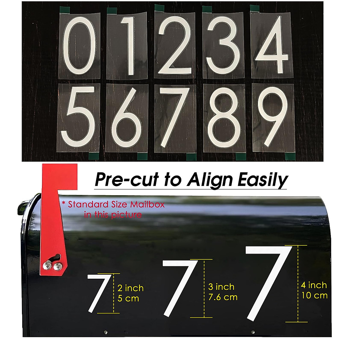 Diggoo Reflective Mailbox Numbers Sticker Decal Die Cut Classic Style Vinyl Number 2" Self Adhesive 5 Sets for Mailbox, Signs, Window, Door, Cars, Trucks, Home, Business, Address Number