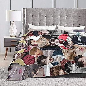 Blanket Jungkook Soft and Comfortable Warm Fleece Blanket for Sofa,Office Bed car Camp Couch Cozy Plush Throw Blankets Beach Blankets