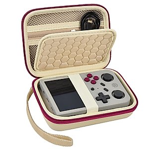 PAIYULE Travel Case Compatible with RG353V/ RG353VS/ R36S Retro Handheld Game Console, Handheld Emulator Storage Holder Organizer, Android Game Console Carrying Bag (Box Only) (Beige)