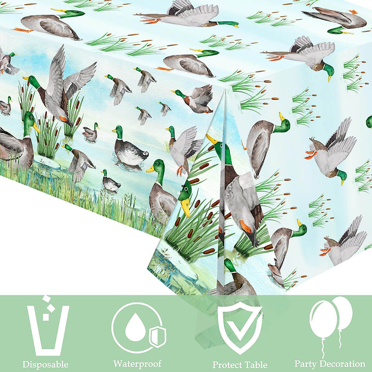 Mallard Duck Party Tablecloths One Lucky Duck Party Table Decorations Mallard Duck Theme 1st Birthday Decoration for Duck Hunting Birthday Party Decor Duck Hunter Baby Shower Supplies
