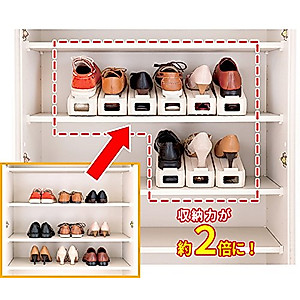 LEC O-903 Space Saving Shoe Stand, Unisex, 6 Pairs, Beige