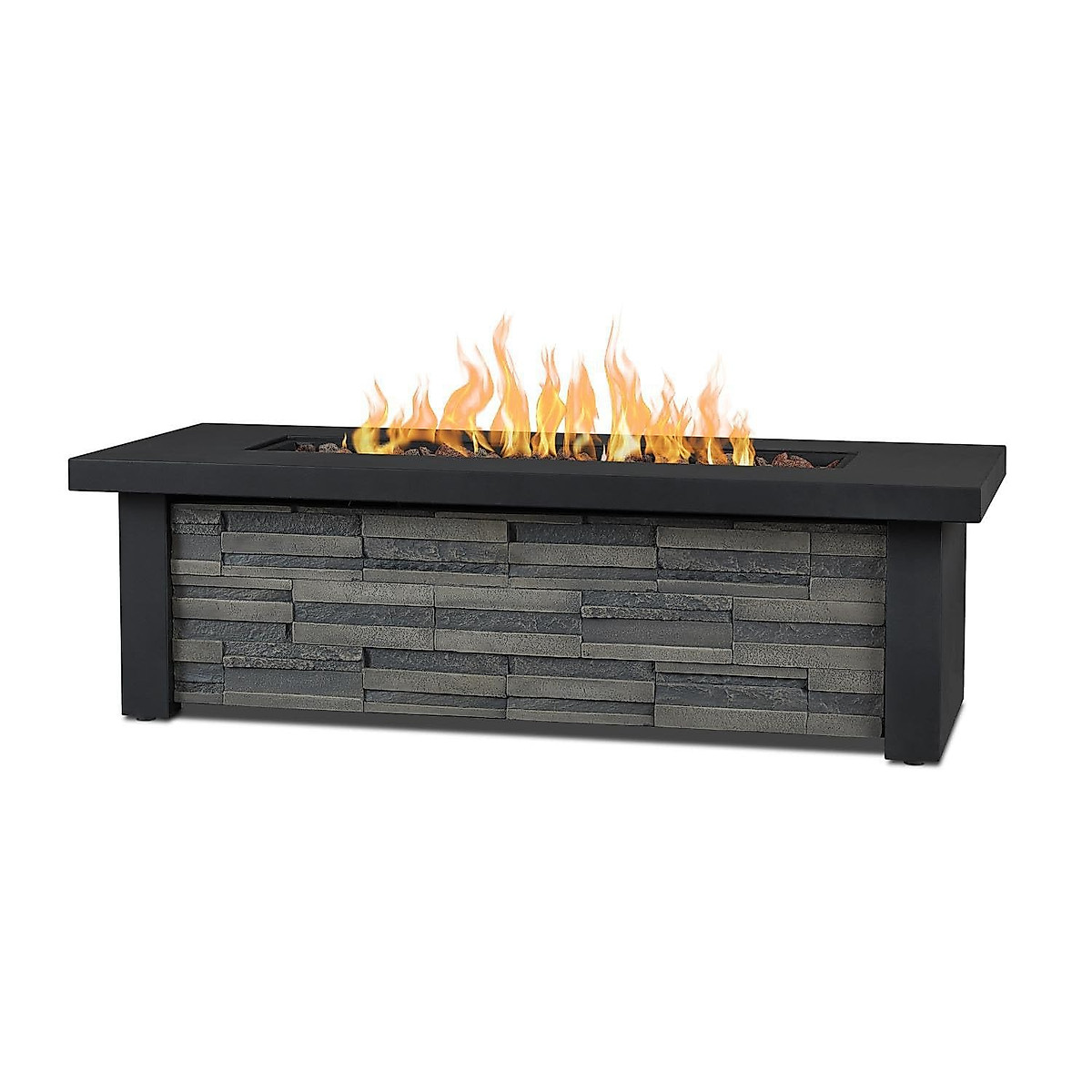 Lakeview Mysticwood 48-Inch Rectangle Natural Gas Fire Table - Stacked Stone - (Ships as Propane w/NG Conversion Kit) - SC-C1460NG-SS