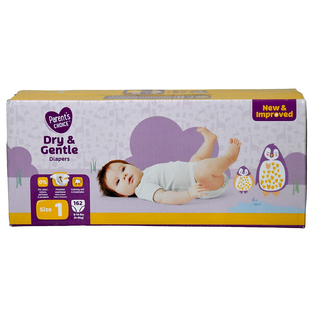 Parent's Choice Diapers, Dry & Gentle Diapers Size 2 (12-18 lbs) - 144 Count