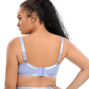 Women's Minimizer Eyelash Lace Plus Size Full Figure Non-Padded Underwire Unlined Sheer Bra (Corn Flower Blue, 40K)
