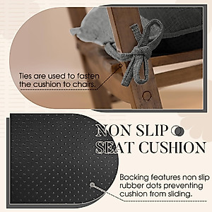 Basic Beyond Rocking Chair Cushions Set of 2, Porch Rocker Cushions for Wooden Rocking Chairs Outdoor with Thick Padding, Back Cushion with Ties, Tufted Seat Cushion with Non-Slip Backing(Dark Grey)