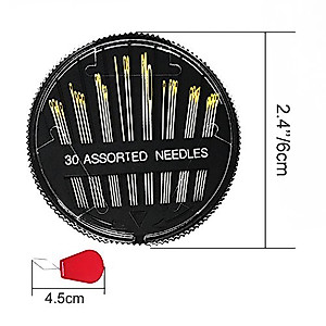 Premium Hand Sewing Needles for Sewing Repair, 30-Count Assorted Embroidery Needles with 2 Threaders, Large Eye Sharp Needle, Handsewing Needles Kit for Ccross Stitch