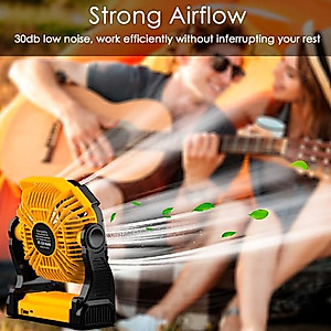 Sendowtek Portable Battery Fan with LED Light, 10400mAh Quiet Rechargeable Tent Fan with Hanging Hook 4 Speed Small USB Battery Powered Camping Fans for Travel Picnic Outdoor Indoor Cooling Sleeping