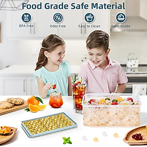 WIBIMEN Mini Ice Cube Trays, Upgraded Small Ice Cube Trays Easy Release, 104x4 PCS Tiny Ice Cube Tray Crushed Ice Tray for Chilling Drinks Coffee Juice(4Pack Blue Ice trays & Ice Bin & Ice Scoop)