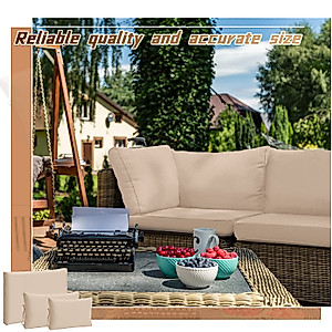 11 Pcs Outdoor Cushion Slipcovers Patio Cushion Covers Replacement Splash Proof with Zipper for Outdoor Indoor Furniture, Patio Sofa Couch 3 Sizes, Replacement Covers Only (Beige)