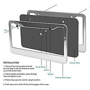 2 Pack License Plate Frames for U.S. Army, Universal Aluminum Front and Rear License Plate for United States Army (Black)