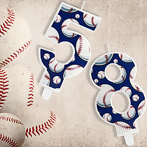 Baseball Birthday Number 8 Candles,Blue White Baseball Birthday Candles for Cake,Baseball Themed Candle Cake Topper for Baseball Lover Player Decorations Anniversary Celebrations Supplies (Number 8)