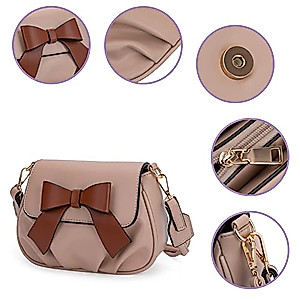 K.EYRE Small Purse for Women Cute Bow Knot Crossbody Shoulder Purses and Handbags - Apricot