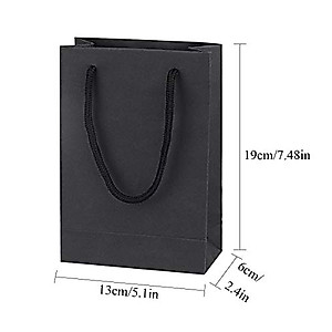 driew Black Bags for Gifts, Small Gift Bags 30 Pack Paper Gift Bags with Cotton Handle Black Gift Bags with Handle 5x2x7.5 inches Small Size