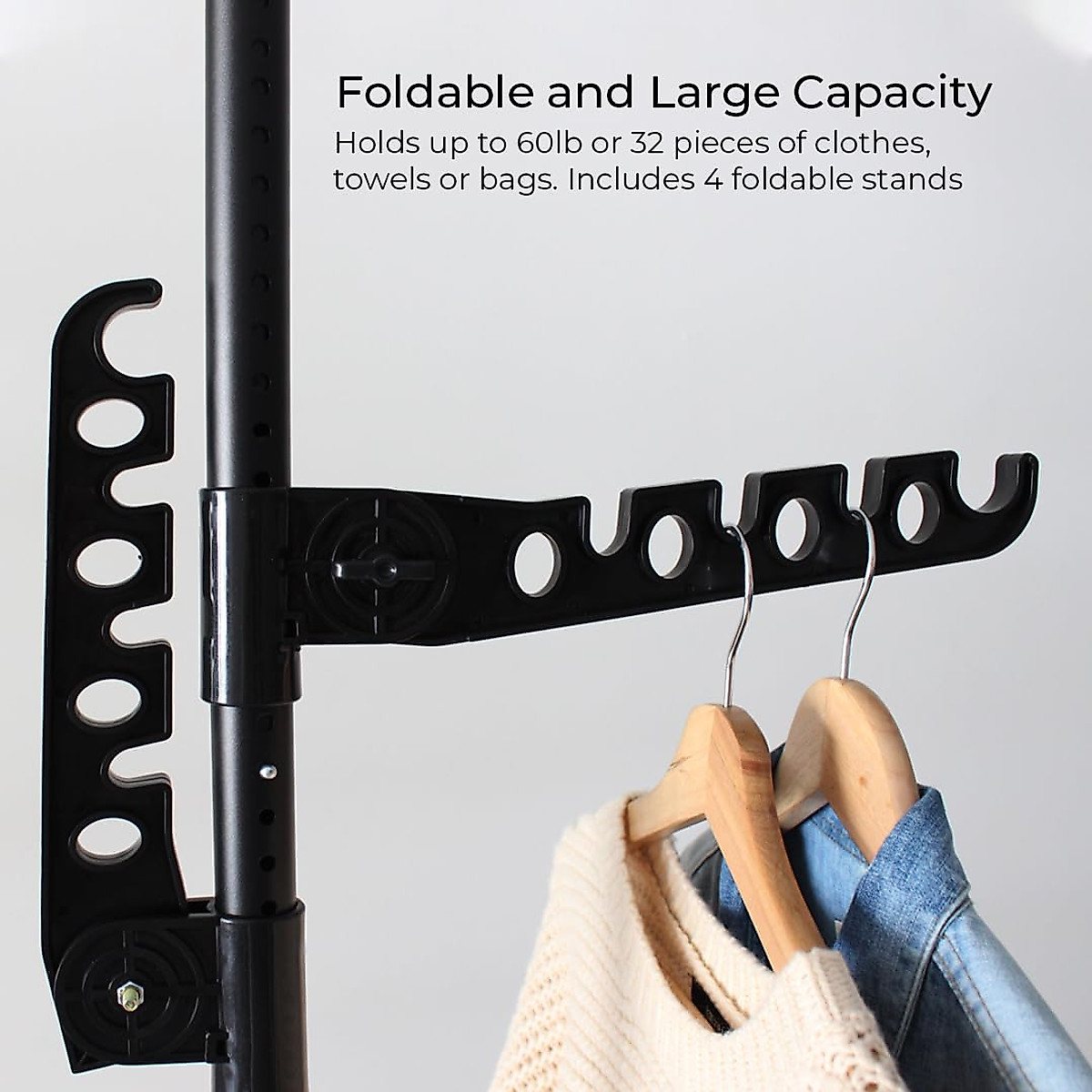 Verve Clothes Drying Rack, Collapsible and Foldable Rack, Indoor or Outdoor Laundry Rack for 32 Pieces of Clothes, Space Saving Laundry and Height-Adjustable, Coat Rack