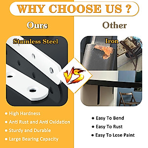 Alise Floating Shelf Brackets,White Bracket for Shelves Heavy Duty L Wall Bracket Corner Brace,Stainless Steel Joint Angle Bracket for Wooden Board Hanging Support,5x3 Inch(Pack of 4)