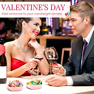 Zopeal Heart Shaped Bowls Ceramic Dishes Valentine's Day Plates Multipurpose Salad Appetizer Plates Cooking Gifts for Candy Sauce Sushi Dipping Serving Wedding Anniversary Mother's Day(Pink, 12 Set)