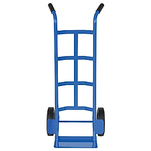 Vestil DHHT-500S-HR Steel Hand Truck with Dual Handle,Hard Rubber Wheels, 500 lbs Load Capacity, 44-1/2" Height, 21" Width X 17-1/2" Depth
