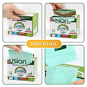 GreFusion Compostable Trash Bags with handle-tie,Garbage Bags, 2.6 Gallon,Thick 0.91 mils，Food Waste Bags,Small trash bags for compost bin kitchen,Certified by BPI and OK Compost (2.6G-50count)