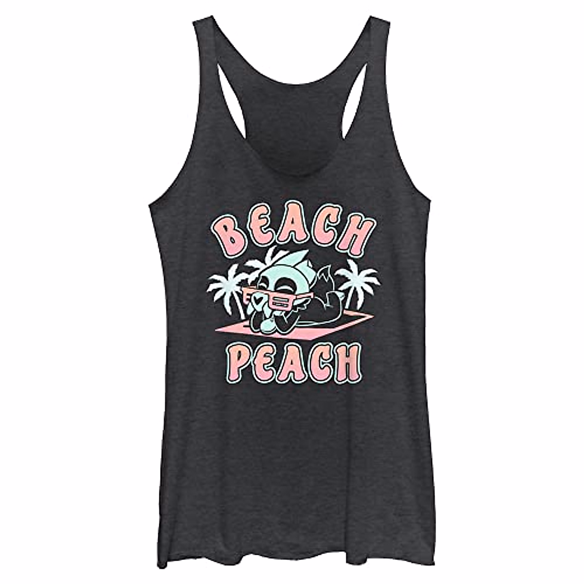 Disney Owl House Beach Peach Women's Racerback Tank Top, Black Heather, Large