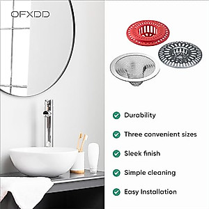 Drain Cover Kitchen Sink - Plastic & Stainless Steel Sink Strainers Set of 3 - Hair Drain Catcher Bathtub 2.75 & 2.36 & 3.10 Inches