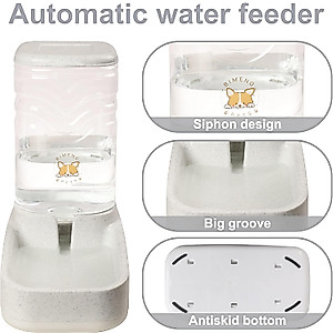 Elevon Automatic Dog Feeder, Gravity Food and Water Dispenser Bowl Set for Small Medium Cats Animals, Pet Feeder Dispenser Storage Food, 3.8L Large Capacity, White & Gray
