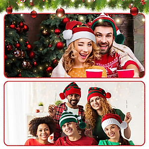 Liitrsh 12 Pcs Christmas Knitted Hat Long Striped Socks Set 6 Pcs Santa Xmas Beanie Winter Knitted Cap 6 Pair Thigh High Christmas Socks Striped Stockings for Women and Girls Gift, Multicolor