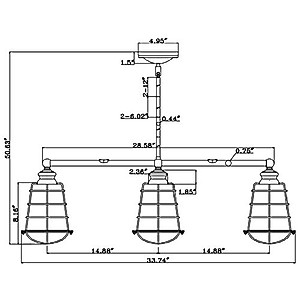 Design House 519744 Ajax 3 Light Pendant, Galvanized Steel Finish