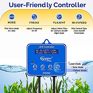 hygger 24V DC Wave Maker for Aquarium 75-200 Gallon Freshwater Saltwater Coral Reef Tank Magnet Powerhead with Controller 6 Wave Modes Adjustable Water Flow Speed 3400 GPH 18W Blue