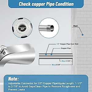 Slip on Tub Spout with Diverter, Compatible with Kohler GP85556 Bath Tub Spout, Bathroom Bathtub Faucet for 1/2" Copper Water Tube 5/8" Diameter, with 5/32" Hex Wrench (Polished Chrome)