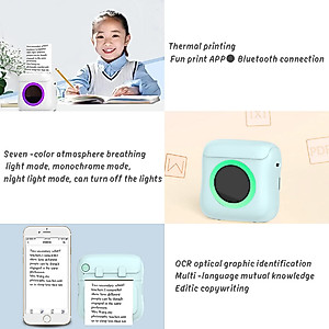 Portable Sticker Printer - Mini Instantly Print Customized Sticker, Bluetooth Wireless Sticker Printer for Office Home Organization, Pocket Thermal Printer Compatible with iPhone/Android (White)