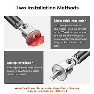 Front Splitter Support Rods Adjustable Splitter Strut Rods 8-11" Aluminum Front Bumper Splitter Rods Universal Spoiler Rods, Gold, Pack of 2