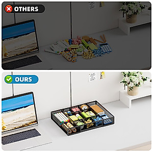 Marbrasse Expandable Desk Drawer Organizer, Mesh Drawer Organizer Tray with 10 Adjustable Compartments, Desk Organizers and Accessories, 5 Dividers Drawer for Office Supplies, Makeup & Vanity (Black)