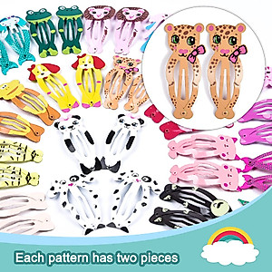 IKOCO Hair Clips for Girl, 42Pcs Animal Pattern Snap Hair Clips, Cartoon Design Barrettes for Toddler Girls