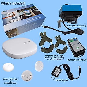Smart Water Valve Water Leak Detector Shut Off (Options: Zero, Three or Five Leak Sensors) EcoNet Controls with SmartThings/Aeotec Hub & Bulldog Starter Kit Smart Things Home Alarm (3 Sensor)