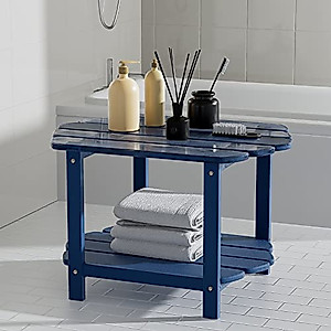 FERFALDER Adirondack Outdoor Side Table-2 Tier Irregular Patio Table Oversize Outside Table for Backyard Balcony Blue