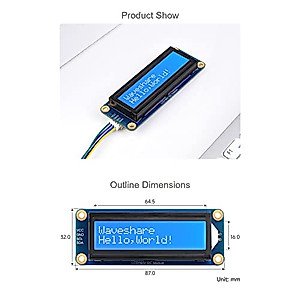 LCD1602 Display Module for Raspberry Pi 4B+ 4B 3B+ 3B 2B+ Zero W WH Pico Jetson Nano ESP32 Ardui...I2C Display Module 3.3V/5V 16x2 Characters White Color Blue Background
