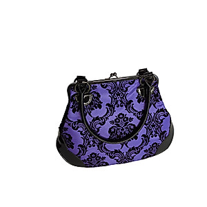 Rock Rebel Mistress Black on Royal Purple Handbag Violet Victorian Damask Retro Kisslock Purse