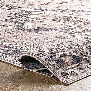 nuLOOM Sasha Machine Washable Medallion Accent Rug, 2' x 3', Pink