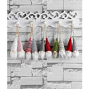 Christmas Tree Hanging Gnomes Ornaments Set of 10, Swedish Handmade Plush Gnomes Santa Elf Hanging Home Decorations Holiday Decor