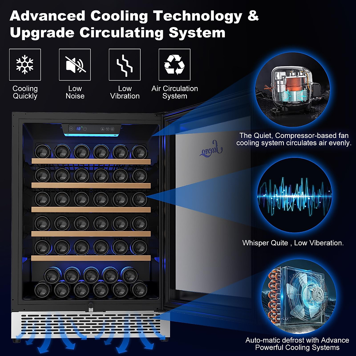 SUENO 24" 53 Bottles &154 Cans Mini Beverage Fridge Wine Cooler Built-In/Freestanding Refrigerator 34F-64F Digital Control w/Lock Large Capacity