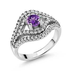 Gem Stone King 925 Sterling Silver Round 4.5MM Gemstone Birthstone Ring | Wedding Engagement Anniversary Promise Ring For Women | Available in size 5, 6, 7, 8, 9