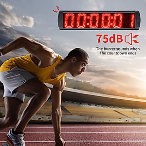 GANXIN 5 Inch LED Race Clock with Tripod for Running Events,Marathon Countdown Clock,Gym Timer Clock,Count Up,Stopwatch,Wireless Remote Control&APP Control,5 Levels Brightness Adjustable (Red)