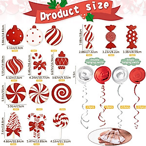 Candy Cane Christmas Party Decorations - 36pcs Red Candy Cane Lollipop Peppermint Christmas Hanging Swirls Decorations for Christmas Home Candyland Winter Holiday Party Decor Supplies