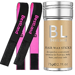 BestLand Hair Wax Stick Long-Lasting Hold and Natural Shine, with 2 Pcs Wig Melting Band for Front Lace Wig, Edge Control Hair Finishing Flyaways Slick Wax Stick for Women