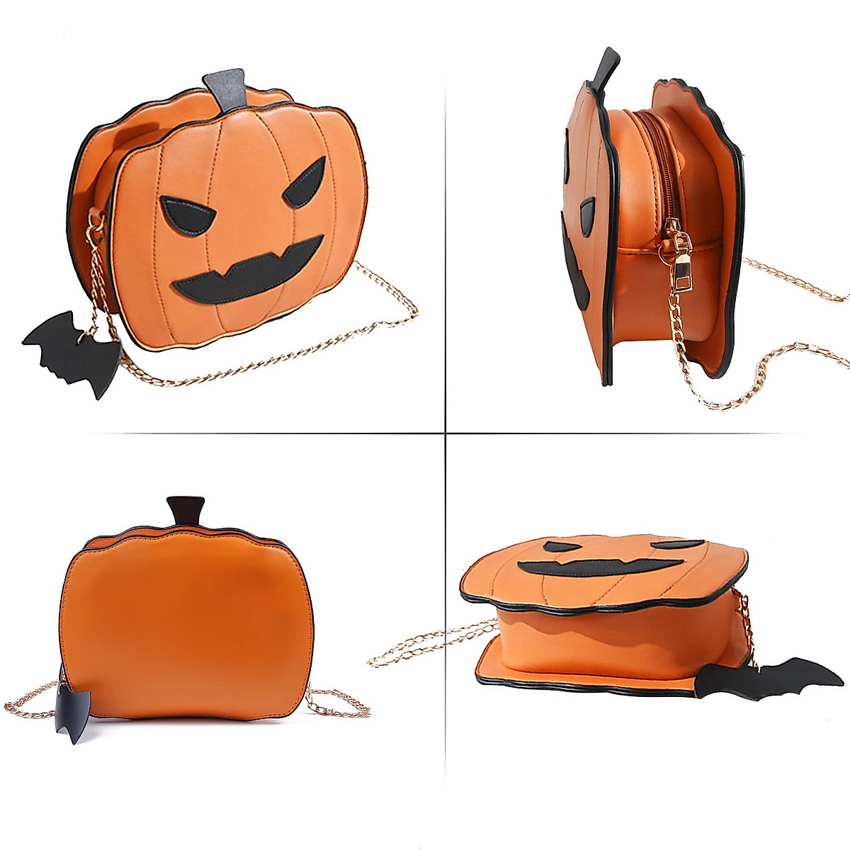 KUANG! Women Pumpkin Purse Novelty Bat Devil Tote Shoulder Bag Fashion Halloween Treat or Trick Handbags for Girls