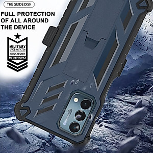 Ailiber Compatible with OnePlus Nord N200 5G Case, Nord N200 Case Holster with Screen Protector, Swivel Belt Clip Holster Kickstand Holder, Heavy Duty Armor Shockproof Cover for 1+ Nord N200-Blue