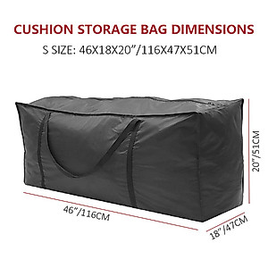 Mayhour Patio Cushion Storage Bag Extra Large, Outdoor Heavy Duty Waterproof Furniture Cushion Bags Cover Black with Zipper Handles for Garden Beach Picnic (48x18x20in)