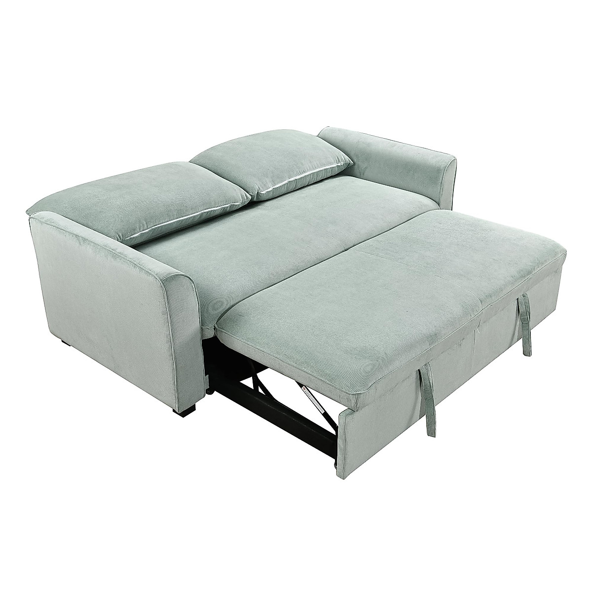 Familymill 78'' Modern Corduroy Fabric Convertible Sleeper Sofa Bed, 3-in-1 Pull Out Couch Bed with Reclining Backrest for Living Room/Apartment/Office (Light Green)