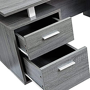Techni Mobili Modern Office Desk with Storage, Gray